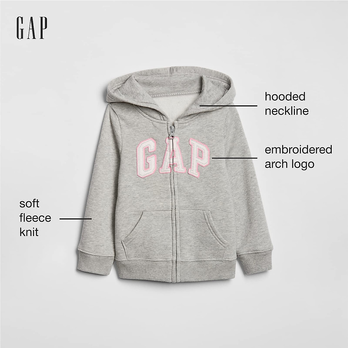 GAP Baby Girls' Playtime Favorites Logo Full Zip Hoodie Hooded Sweatshirt