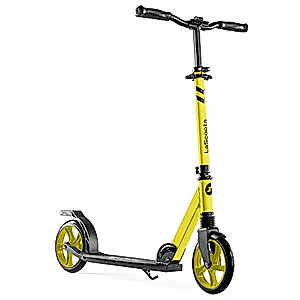 LaScoota Kick Scooter for Adults & Teens. Perfect for Youth 12 Years and Up and Men & Women. Lightweight Foldable Adult Scooter with Large 8” Wheels 220lbs (Regular (Teen), Yellow)