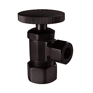 Westbrass Round Handle Angle Stop Shut Off Valve, 1/2" Copper Pipe Inlet with 3/8" Compression Outlet, Oil Rubbed Bronze, D105-12