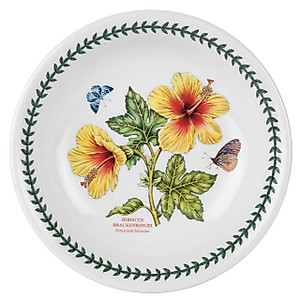 Portmeirion Exotic Botanic Garden 8.5 Inch Pasta Bowl with Hawaiian Hibiscus Motif | Dishwasher, Microwave, and Oven Safe | For Pasta, Soups, and Salads | Made in England