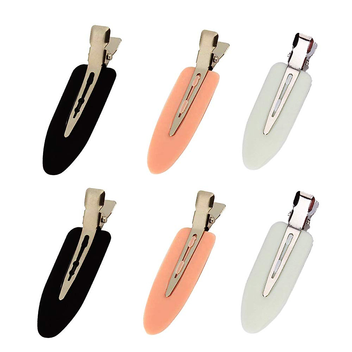 6 Pieces No Bend Hair Clips, No Crease Hair Clip for Hairstyling, Makeup Clips for Women and Girls (Black&Pink&White)