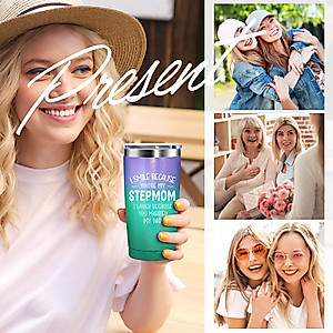 WOELIVE Stepmom Gifts - Best Stepmom Ever Stainless Steel Coffee Mug Tumbler with Lid - Birthday Gift for Bonus Mom, Christmas Gifts for Stepmom, 20oz Insulated Stepmom Tumbler