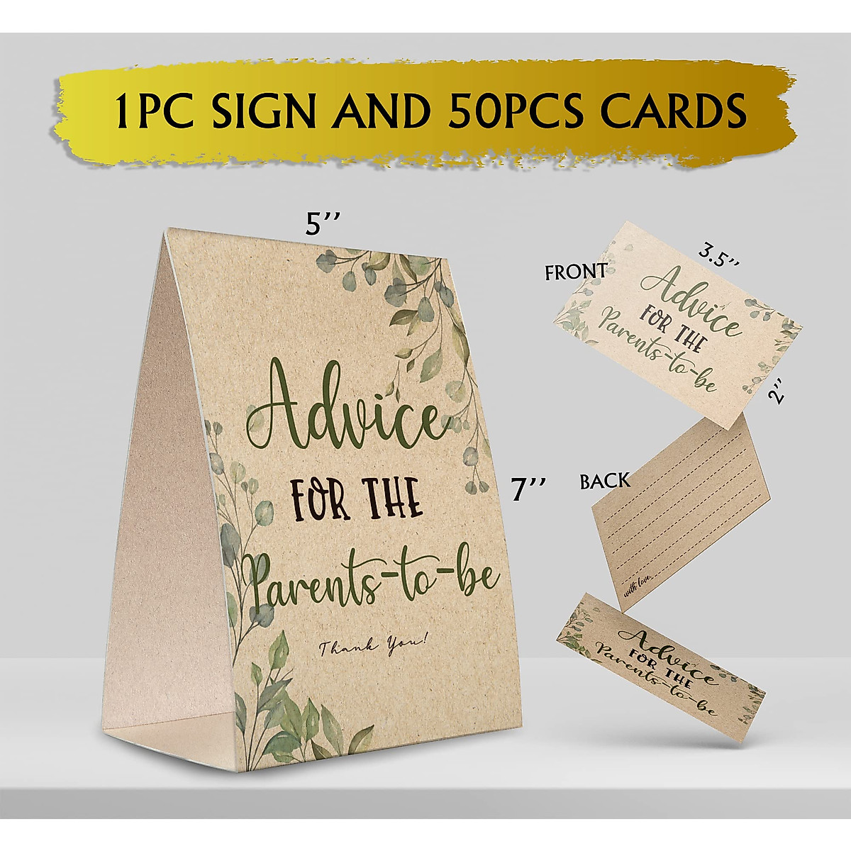 Advice for the Parents-to-Be Sign, Baby Shower Advice Game Kit (1 Standing Sign + 50 Advice Cards), Baby Showers Decorations-NPZAD02