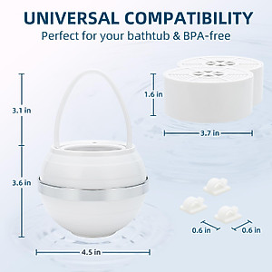 Bath Ball Filter, Bath Ball Water Filter, Bathtub Water Filter, Bath Ball Bathtub Water Filter for Tub Faucet - BPA Free - White with Replacement Cartridge