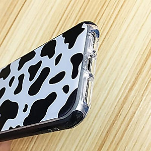 Abbery Designed for iPhone 6/6S/7/8/SE 2020/SE 2022 Case Cow, Cute Clear with Cow Print Pattern Design Soft Silicone TPU Sturdy Shockproof Protective Woman Girls Aesthetic Phone Case Cover