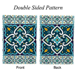 Spanish Tile Garden Flags Polyester Fabric Vertical Double Sided Printing Outdoor Welcome Banner Flag UV Protector Decoration for Home Yard Patio Lawn 12x18in