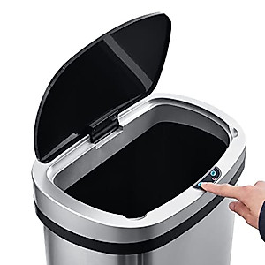 Innovaze 13 Gal./50 Liter Stainless Steel Oval Motion Sensor Trash Can for Kitchen