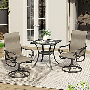 VICLLAX Patio Swivel Dining Chairs Set of 6, Outdoor furnitures Breathable Fabric with Curved Arms for Lawn Deck, Black Frame