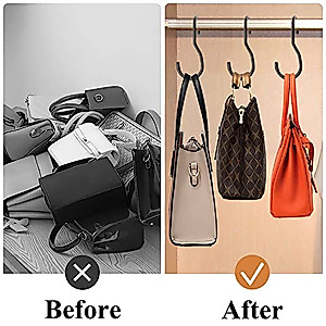 Purse Hangers 16 Pack Bag Hooks, Twist Shape Purse Hooks for Closet, Large Size Closet Rod Hooks for Hanging Purses, Handbags, Bags, Belts, Scarves, Hats, Pans and Pots