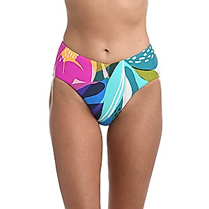 La Blanca Women's V-Front High Waist Bikini Swimsuit Bottom, Multi//Electric Shore, 10