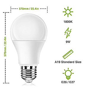 Neporal Amber Light Bulbs, 9W 60W Equivalent A19 Soft Light Bulbs, Blue Light Blocking Warm Light Bulbs, 1800K Amber Night Light Bulbs, Dim Light Bulbs for Healthy Sleep and Baby Nursery Light (1)