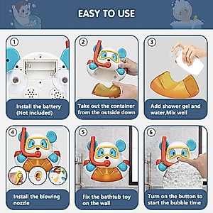 WenToyce Bear Bubble Maker for Bath, Foam Blower Bubbling Making Machine, Nursery Rhyme Musical Bathtub Toy for Baby Kids Happy Bath