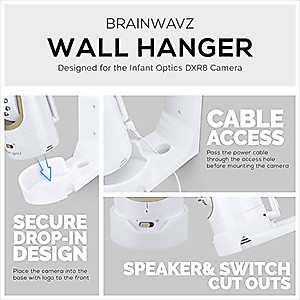 DXR8 & Pro Tilted Wall Mount Holder, Adhesive & Screw-in Bracket, Designed for Infant Optics Camera, Easy to Install, Strong VHB & Screw Mount, White by Brainwavz