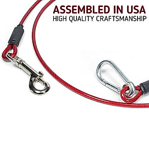 Leashboss 5 Foot Dog and Puppy Training Tie Out Cable (5 Foot Tether, Classic Red)