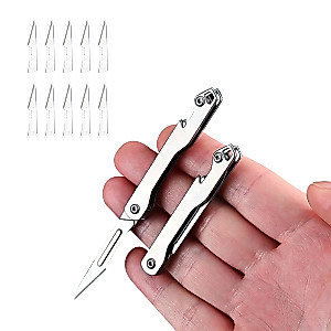 NBGDY Small Utility Knife,EDC Pocket Knife Folding Knife with 10 Blades,Ultralight Keychain Knife only 0.85oz.(kpq-1039)