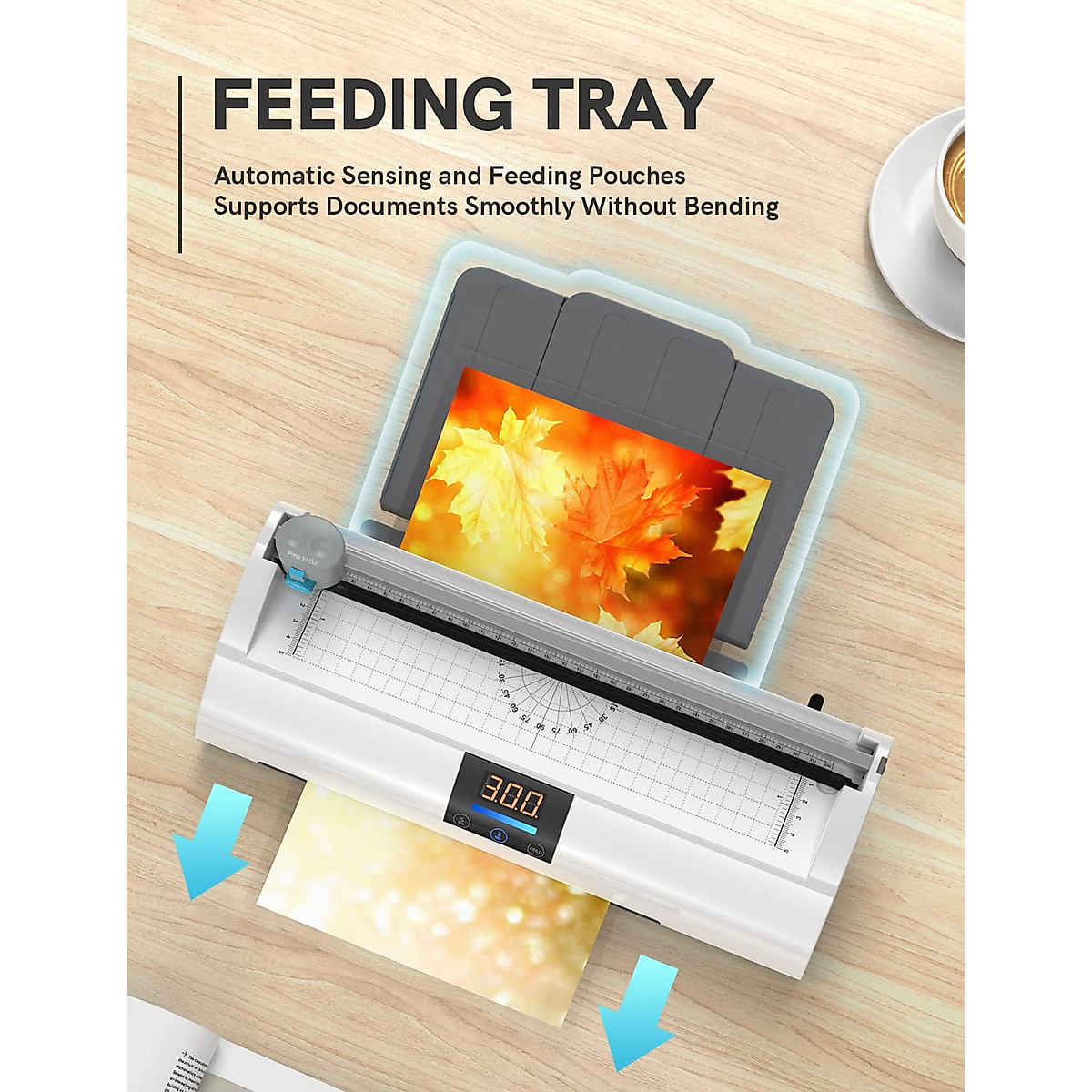 Laminator Machine with Laminating Sheets, 9 Inches Portable Personal Laminating Machine for Teachers School Home Office, Fast Warm-up No Jam No Wrinkles, Thermal Laminator with Paper Cutter