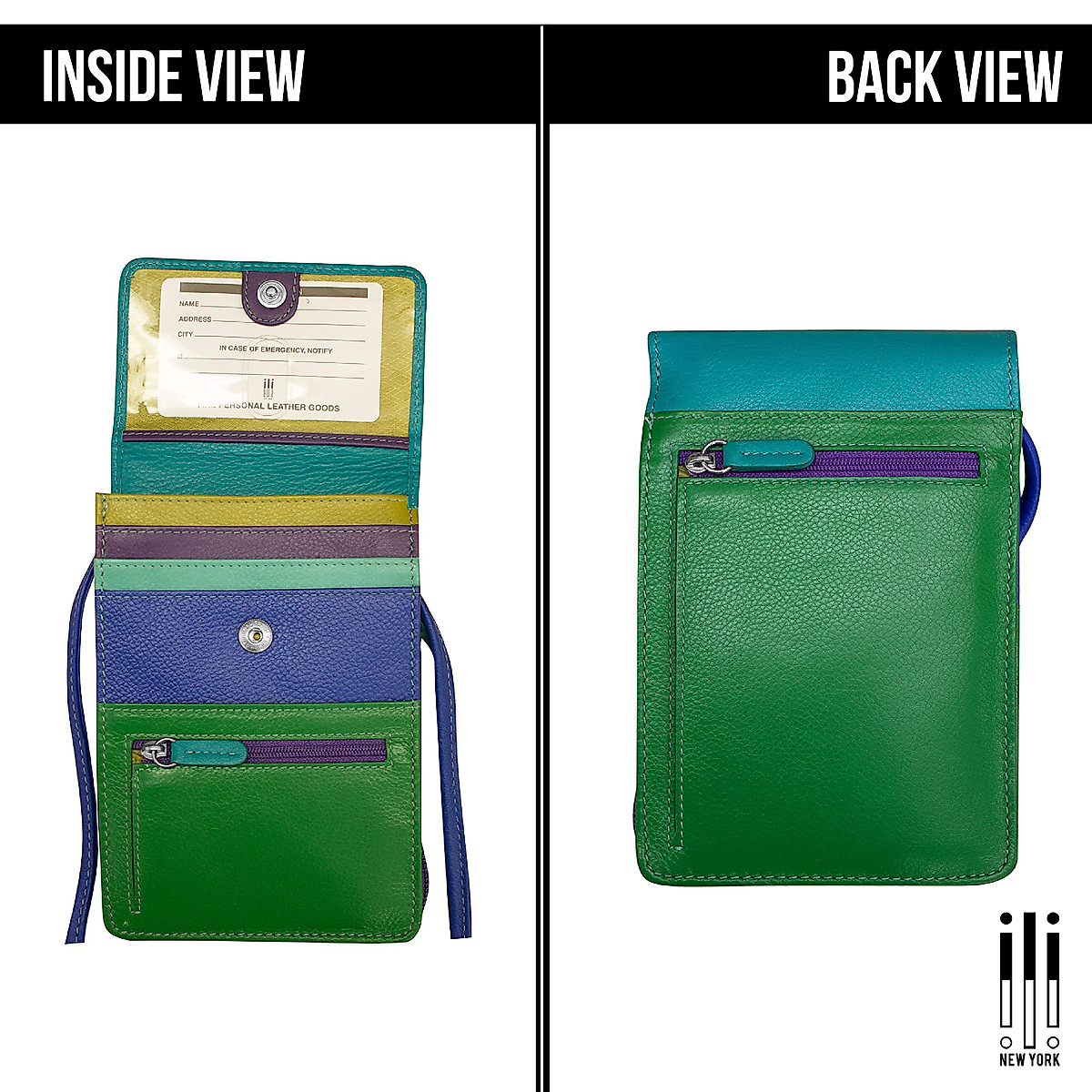 ili New York Organizer on a String - Crossbody Bags for Women - Genuine Leather Crossbody Bags for Women with RFID Blocking Protection