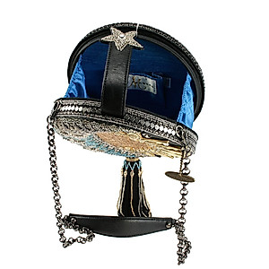 Mary Frances Day To Night Celestial Sun and Moon Beaded Round Crossbody Handbag, Multi