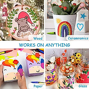 Acrylic Paint Pens,Emooqi Marker Pens for DIY Craft Projects Waterproof Paint Art Marker for Rock Painting, Ceramic, Glass,Canvas,Mug,Wood,Metal-0.7mm fine tip (24 PCS)