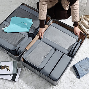 Packing Cubes for Travel 11 Sets of Packing Cubes for Suitcases, Travel Cubes Organizer, Luggage Organizer with Shoes Bag Underwear bag Electronics Bag（Grey）