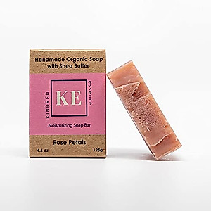 JenSan Home and Body Rose Petals Natural Organic Shea Butter Moisturizing Soap Bar - Handmade with Essential Oils