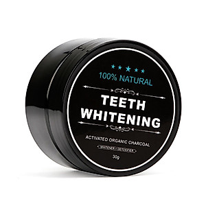 2-Pack Activated Charcoal Teeth Whitening Powder Natural Coconut Teeth Whitener with Bamboo Brush