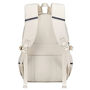 abshoo Big Student Laptop Backpack For College Women Middle High School Teen Girls Bookbag Travel Daypack (Beige)