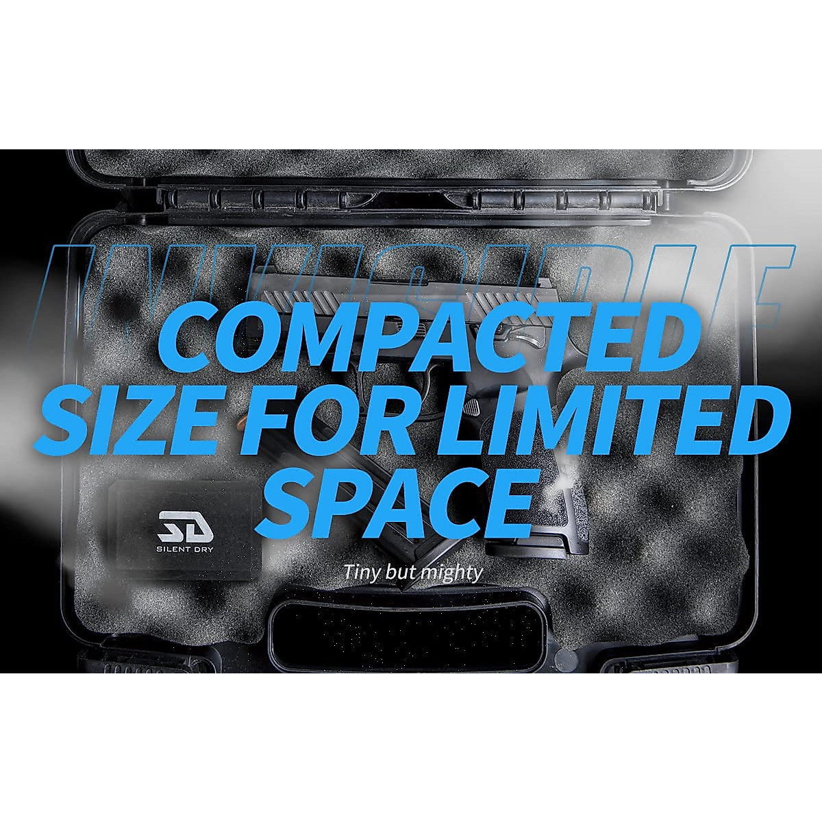 SILENT DRY Renewable Small Safe Dehumidifier Block, Rechargeable Portable Moisture Absorbers for Gun Accessories/Closet/Cabinet/Camerant/Gym Bag, up to 5L, 4 Pieces, Invisible