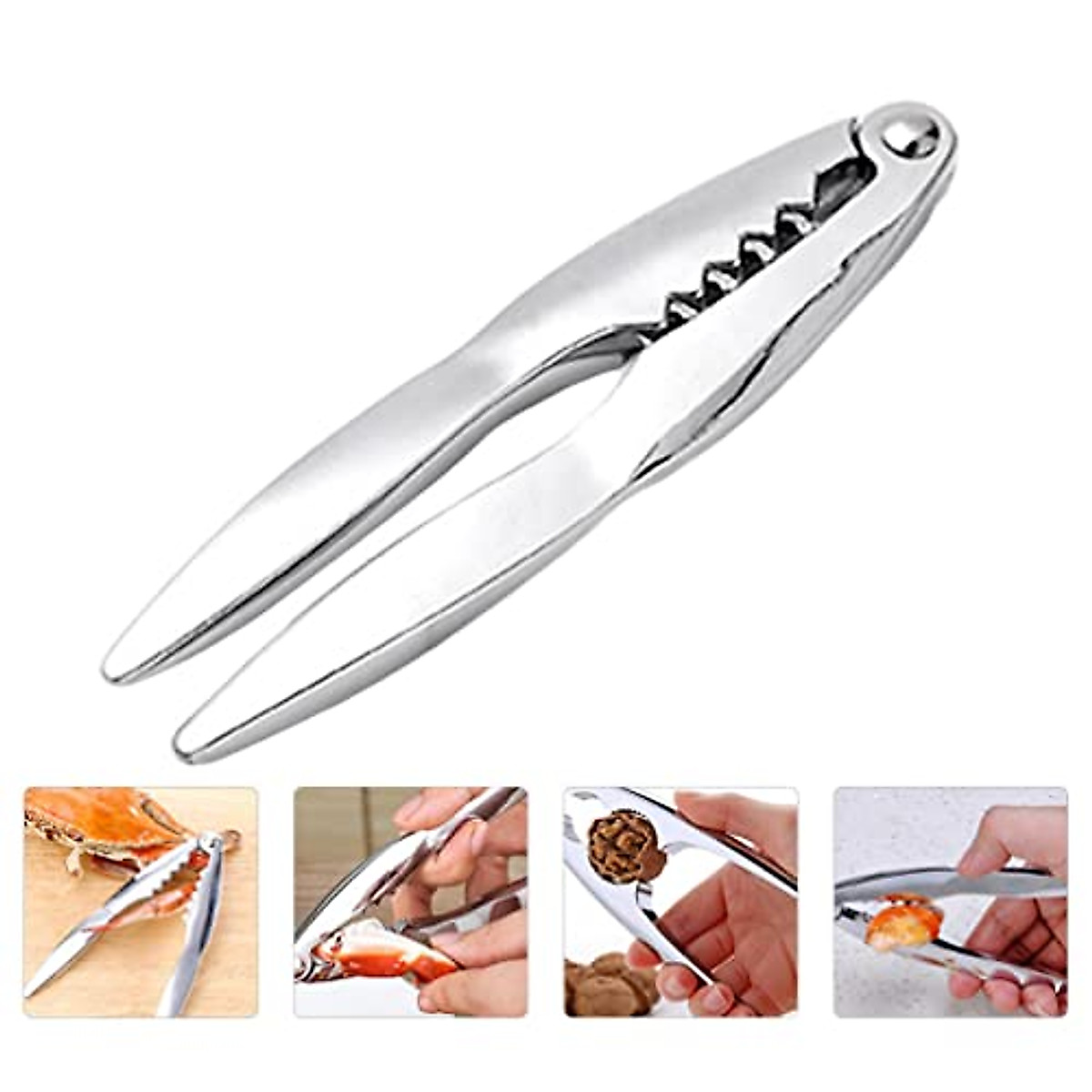 Hemoton Lobster Crackers Crab Plier Crab Leg Cracker Nut Walnut Opener Tool Stainless Steel Seafood Crackers (Silver)