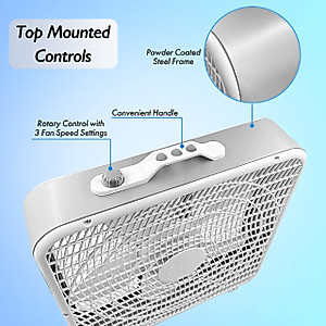 Comfort Zone CZ200A 20" 3-Speed Box Fan for Full-Force Air Circulation