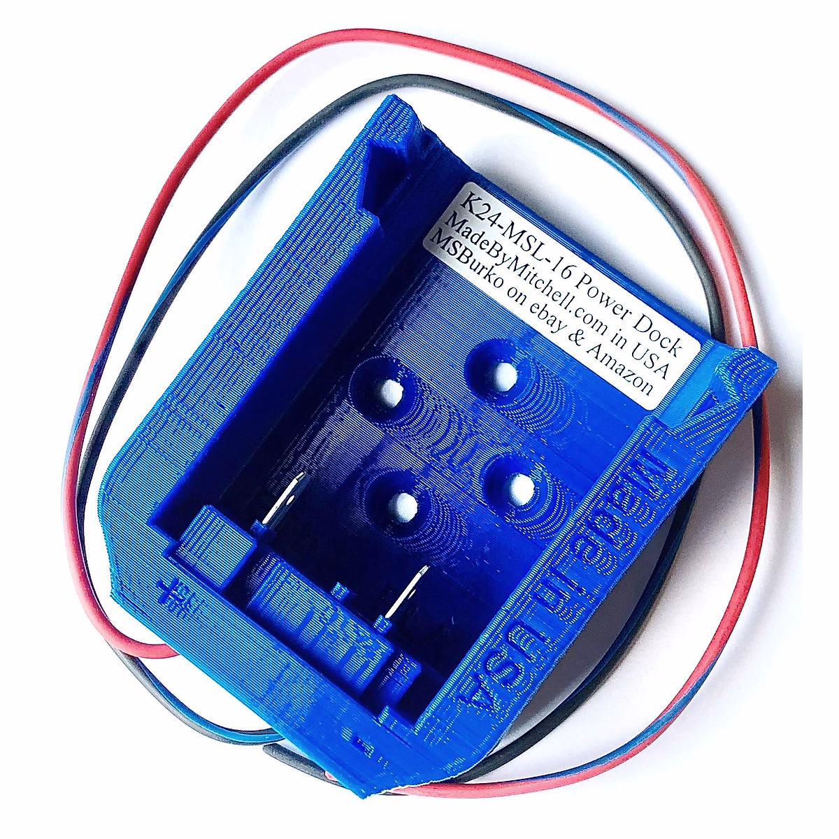 K24 Battery Mount Compatible with Kobalt 24Vmax KXT-424-03, KT-424-03, KT-624-03, KT-224-03 Battery Adapter Holder Mount DIY w/12 Hi-Temp 16AWG Wired terminals, Robots, Lights, eBikes PN K24-16