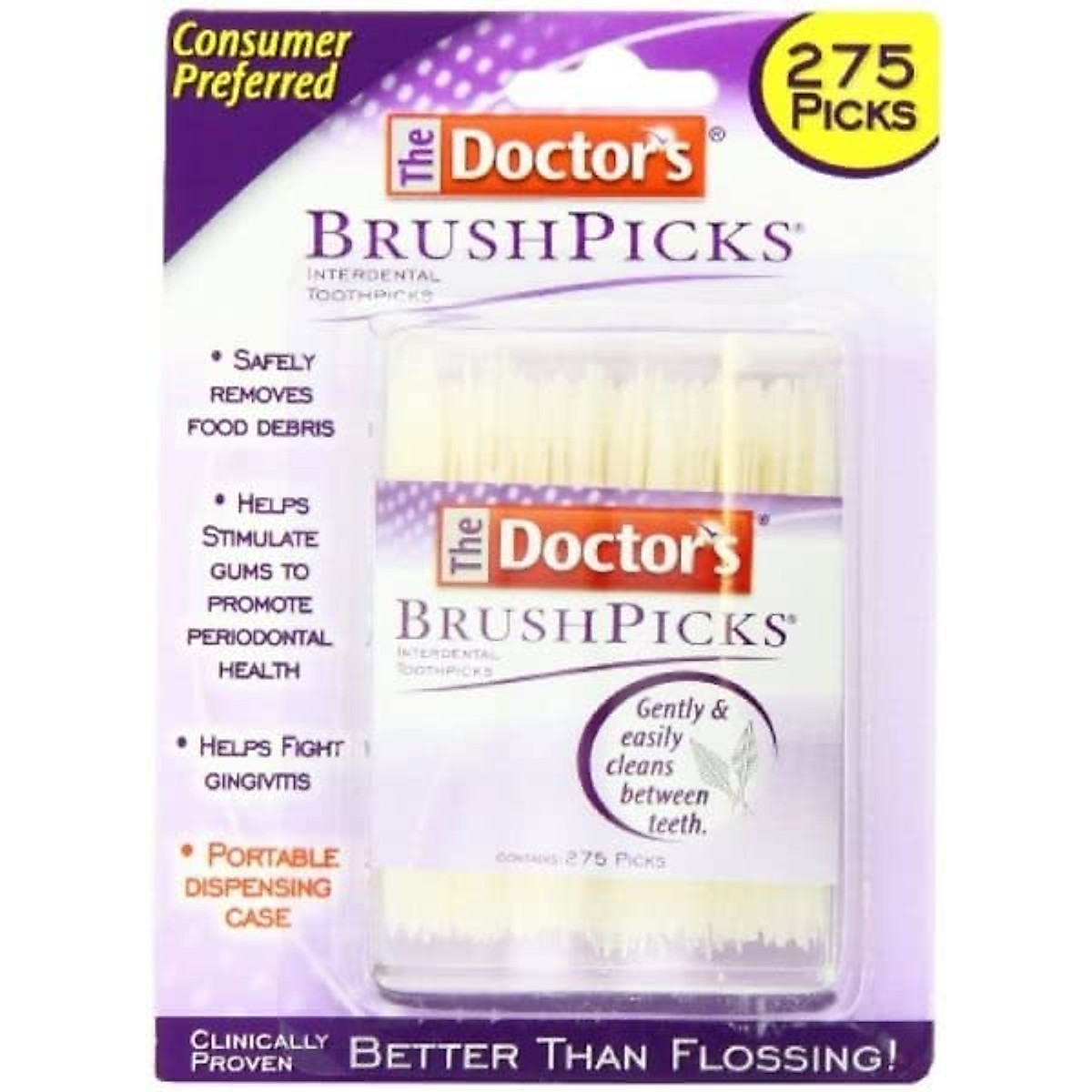The Doctor's BrushPicks Interdental Toothpicks, 275 Count (Pack of 2)