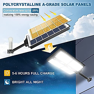 OKPRO S-576T 1100W Solar Street Lights Outdoor Waterproof, 6500K 110000LM Outdoor LED Street Light Dusk to Dawn, LED Wide Angle Lamp with Motion Sensor and Remote Control, for Parking Lot, Yard, etc.