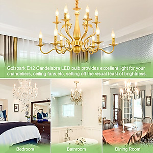 E12 LED Bulb Dimmable 60 Watt Equivalent, Golspark 4000K Natural Daylight 4W E12 Candelabra LED Light Bulbs, Small Base Type B Candle Light Bulbs for Chandelier, Ceiling Fan, Flame Tip, 550LM, 10 Pack