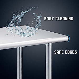 Profeeshaw Stainless Steel Prep Table NSF Commercial Work Table with Undershelf for Kitchen Restaurant 24×36 Inch