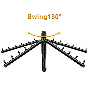 Bosszi 2-Pack Wall Mounted Folding Clothes Hanger Rack, Stainless Steel Clothes Hooks with Swing Arm Holder Space Saving Clothing Hanging System Closet Storage Organizer Heavy Duty Drying Rack (Black)