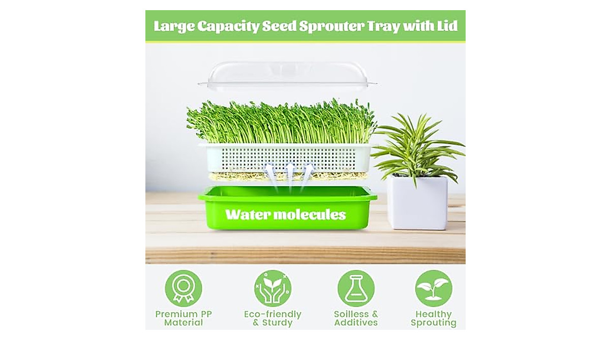 Legigo 5 Pack Seed Sprouter Trays with Lids- Soil-Free Cultivation ...