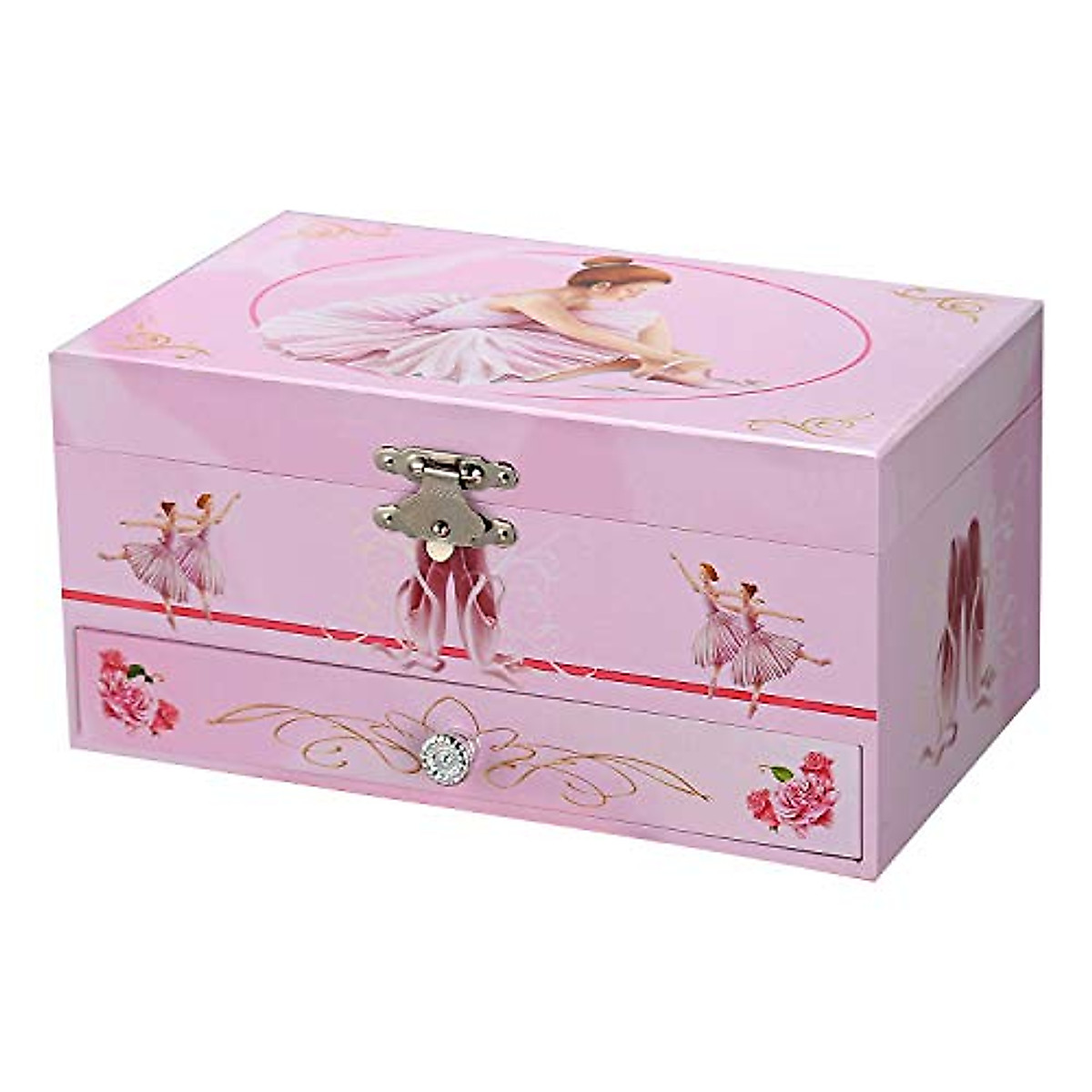TAOPU Sweet Musical Jewelry Box with Pullout Drawer and dancing Ballerina Girl Figurines Music Box Jewel Storage Case for girls