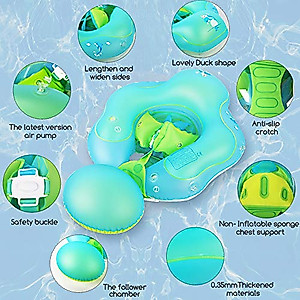 Relaxing Baby - Swimming Ring with Adjustable Seat Pocket,Removable Floating Ball,New Upgrade Baby Swim Ring with Canopy for Ages 6-36 Months