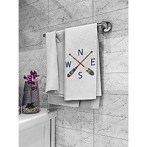 DIBOR Lake Paddle Oar Compass Kitchen Towels Dish Towels Dishcloth,Lake Life Nautical Sailing Decorative Absorbent Drying Cloth Hand Towels Tea Towels for Bathroom Kitchen,Lake Lovers Gifts