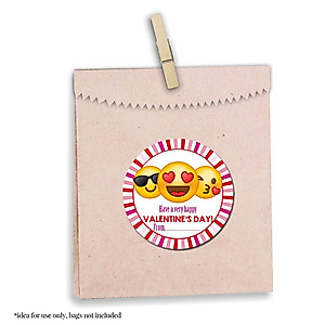 Emoji Heart Valentine Party Favor Sticker Labels, 40 2" Party Circle Stickers by AmandaCreation, Great for Classroom Valentines, Envelope Seals, Gifts & Treats