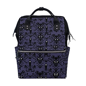 Yonune biikoosii Diaper Bag Backpack with Gothic Halloween Bat Print for Mom/Dad, Wide Open Multi-Function Travel Backpack Nappy Bags