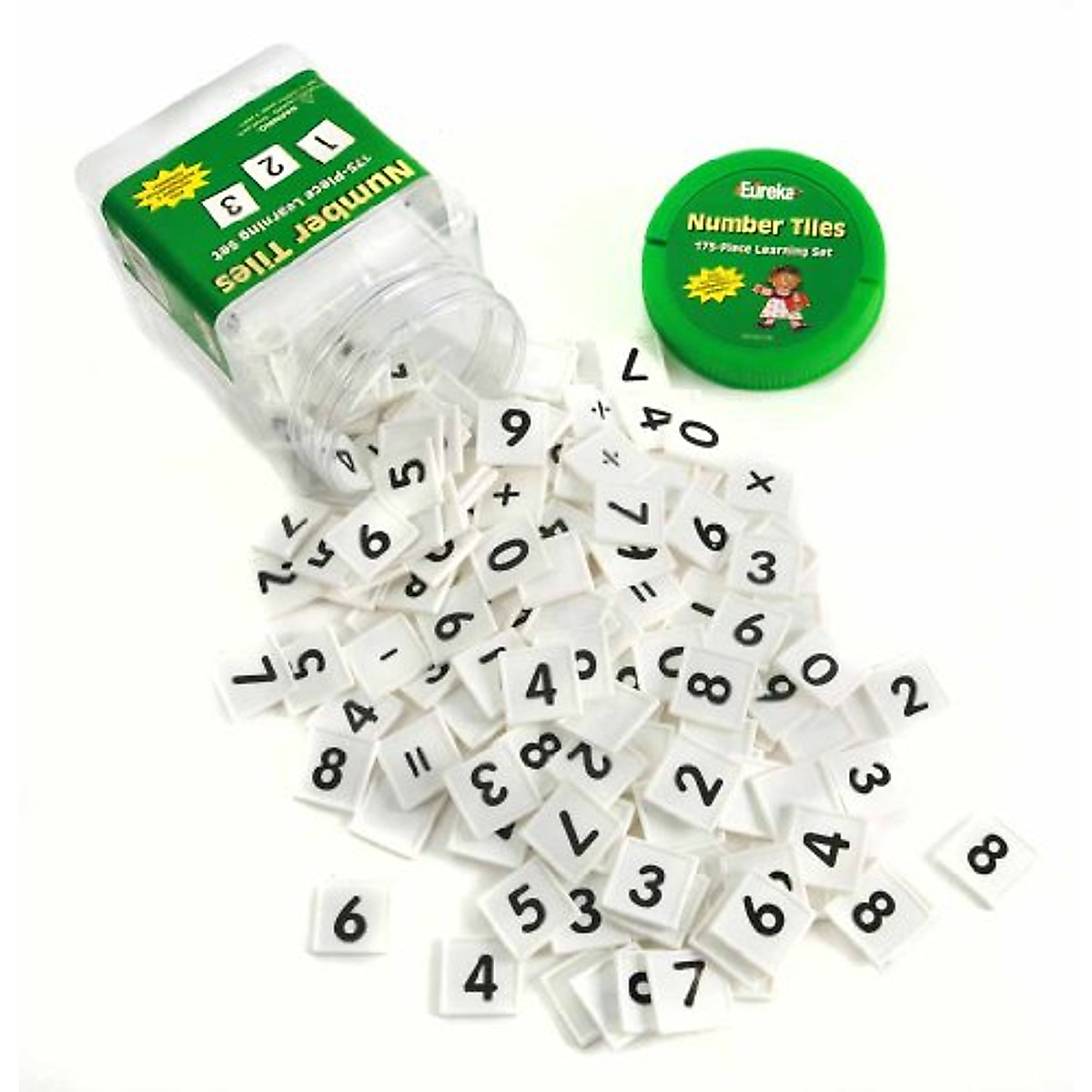 Eureka Tub of Numbers Math Tiles, Back to School Classroom Supplies Educational Toy, 1'' x 1'', 175 pc