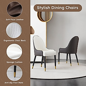 Montary 9 Piece Dining Table Set, Modern Dining Table Set of 8, Round 59" D Faux Marble Dining Table with Lazy Susan, Sintered Stone Dining Table with 8 Dining Chairs, for Dining Room
