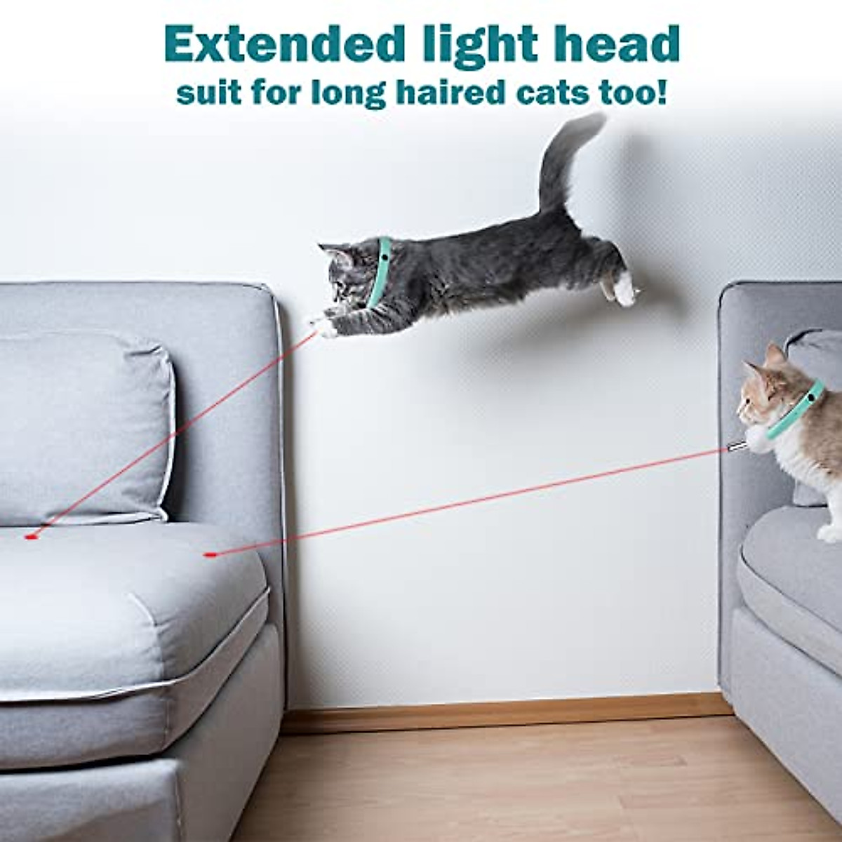 AIERSA Automatic Cat Toys with LED Light,Upgraded Lengthened Light Head, Interactive Toys for Indoor Cats,Wearable Electronic Collar for Kitten,Rechargeable Amusing Gifts for Cat Lovers