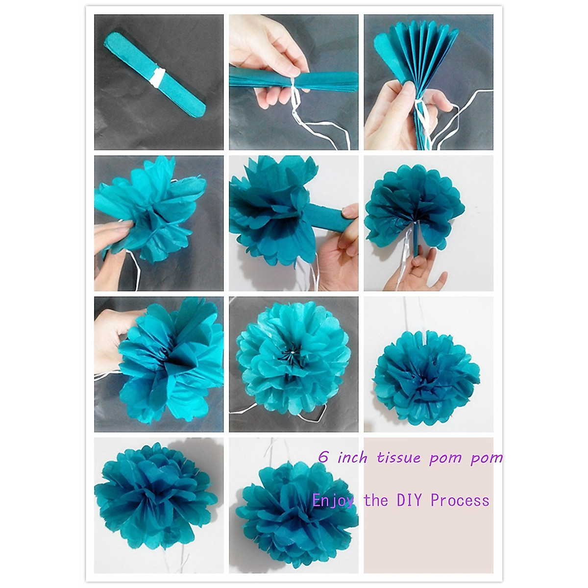 Teal Bridal Shower Decorations White Teal Grey Tissue Paper Pom Pom Paper Lanterns Teal Themed Party Wedding Teal Blue Baby Shower Teal Sweet 16 Birthday Party Decorations Mermaid Party Supplies