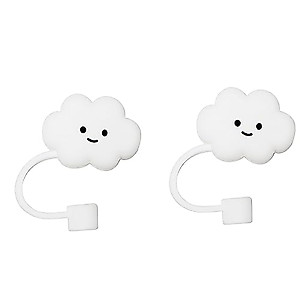 Straw Cover Cap Compatible with Stanley 40/30 oz The Quencher H2.0 Flowstate Tumbler with Handle Straw Topper for Stanley Cup Accessories (Straw Cover Cap - 10mm - 2 Packs - White Cloud)