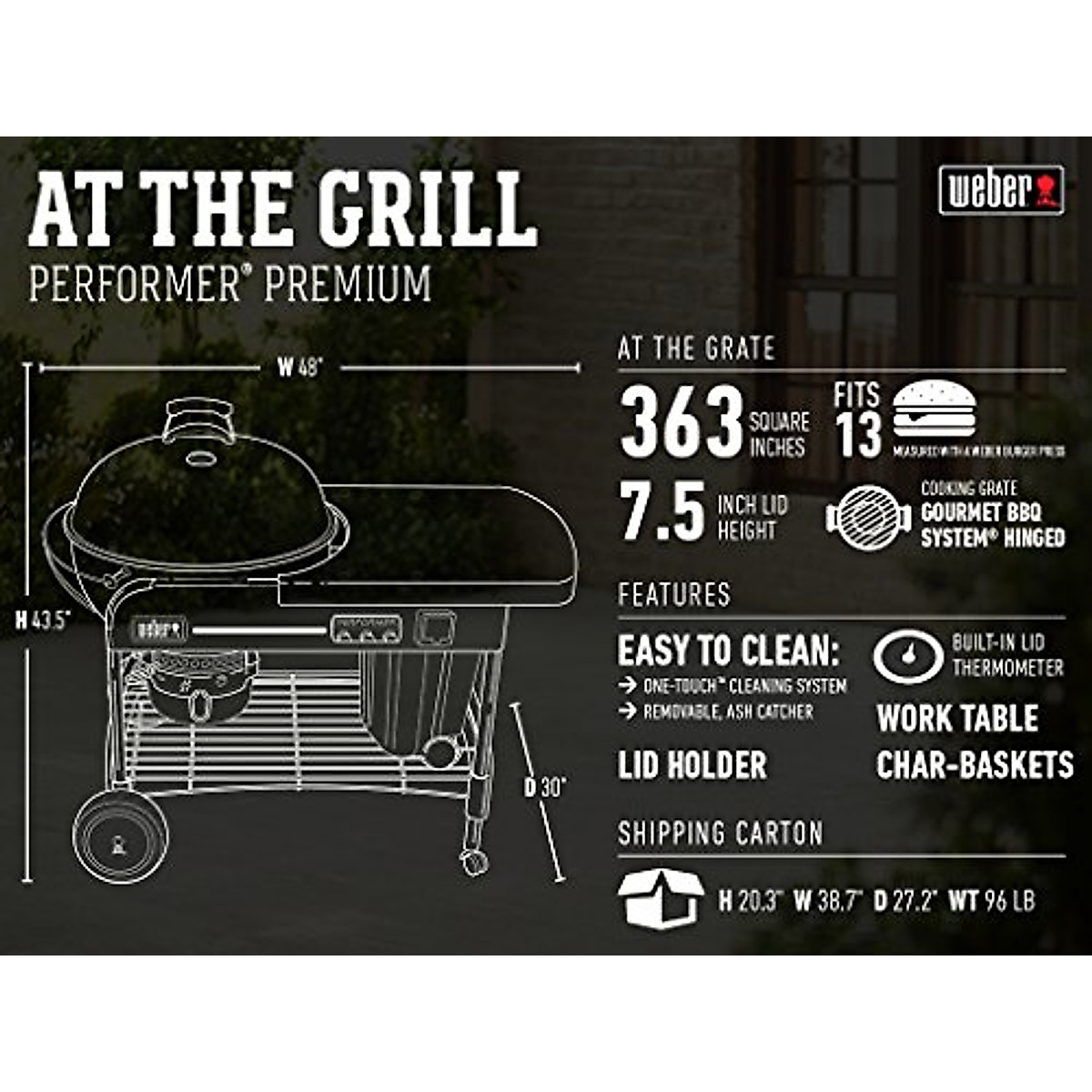 Weber Performer Premium Charcoal Grill, 22-Inch, Black