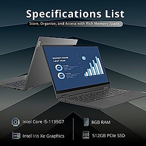 Lenovo IdeaPad Flex 5 15.6" FHD Touchscreen Laptop, Intel Core i5 1135G7, 8GB RAM, 512GB SSD, Intel Iris Xe, Backlit Keyboard, Fingerprint Reader, Wi-Fi AX, Gray, Win 11, 32GB USB Card (Renewed)