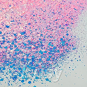 Lrisy Iridescent Soft Pink Neon Chunky Glitter,Bulk for Powder Craft Glitter Flake Epoxy Resin,Slime,Body Face,Tumblers,Nail&Arts Painting 55g